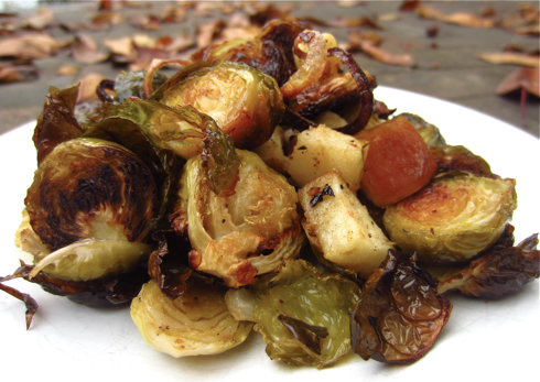 Gluten Free Blondie: Recipe: Roasted Brussels Sprouts with Apple + Shallot