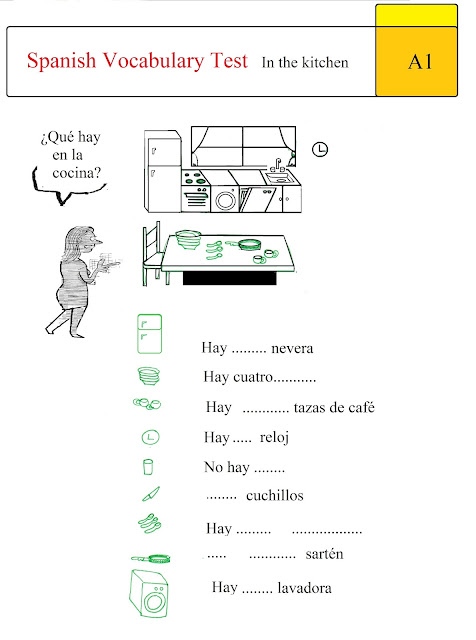 Spanish Test: Spanish Vocabulary Test: In the Kitchen A1