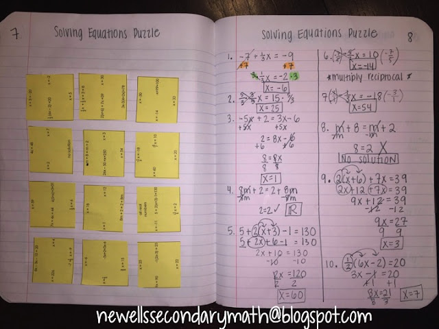 Solving Equations Flipbook | Mrs. Newell's Math