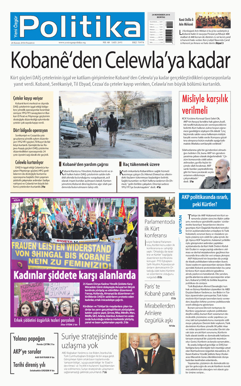 Yeni Özgür Politika/Ön Kapak