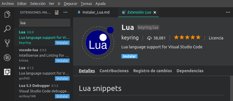 Preparando lo necesario para Lua