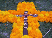 NATURALEZA: cruz hecha de cempasuchil