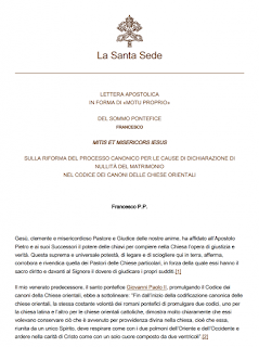 Sacerdotus: Motu Proprio- Annulment Changes