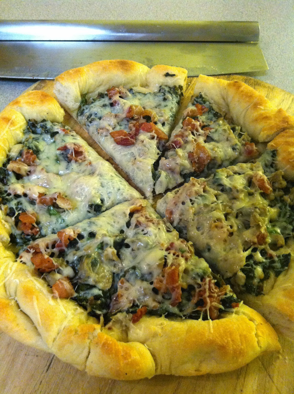 Clam, Chard and Bacon Pizza in a Cast Iron Skillet