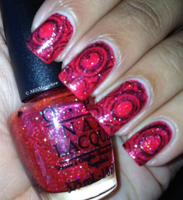 MiliManicure: OPI Cajun Shrimp + stamping