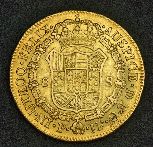 Columbia 8 Escudos Gold Coin, Ferdinand VII, dated 1810|World Banknotes ...