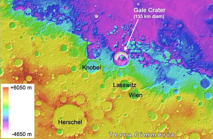 Areology: Regional Topography Map Around Gale Crater