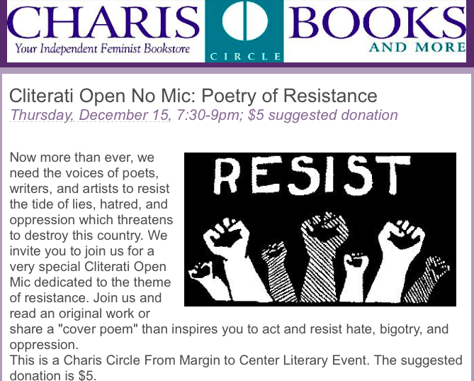 Poetry of Resistance at Charis Books