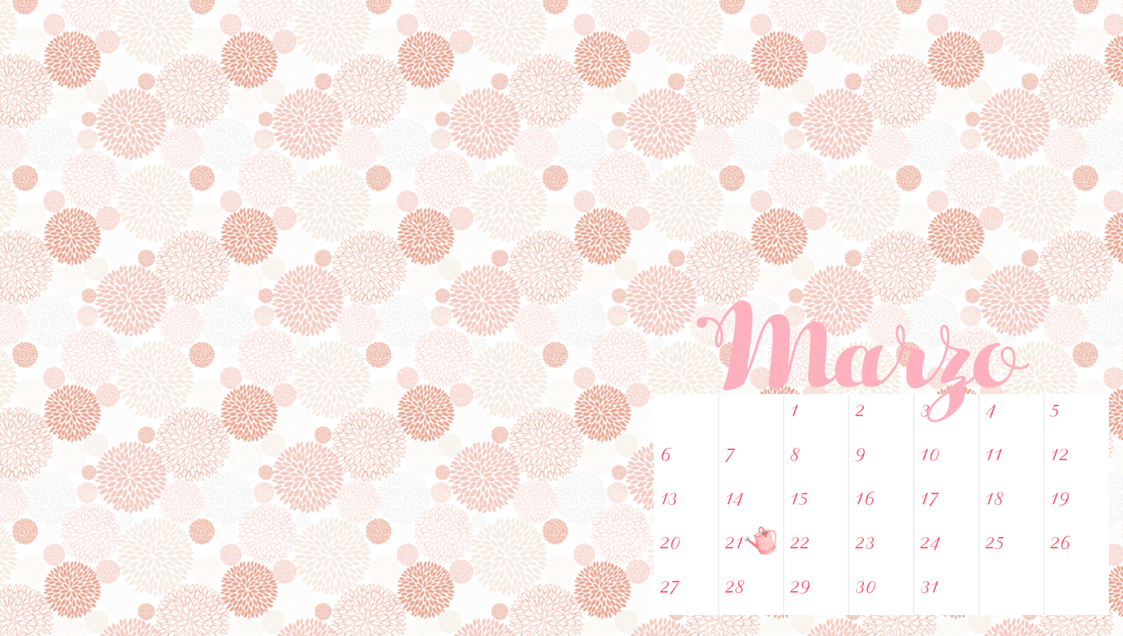 Calendario de Marzo 2016 - The White Curl