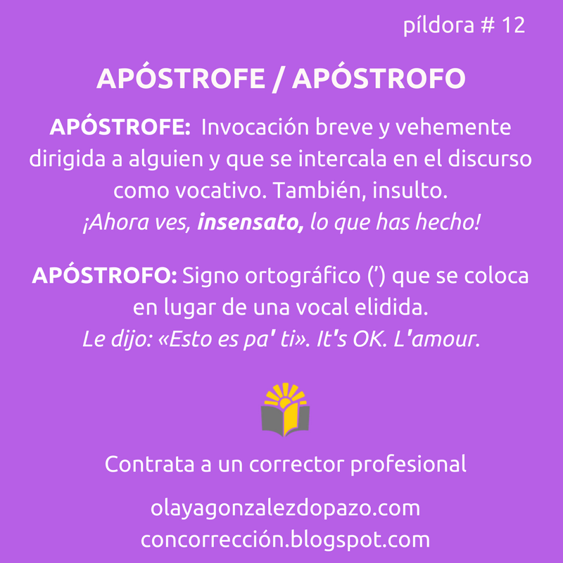 Con corrección: Píldora #12: Apóstrofe / apóstrofo