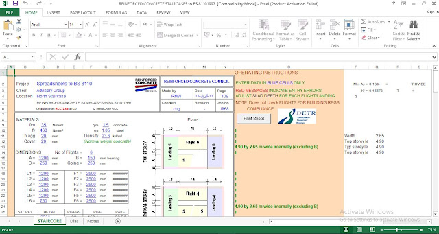 RCC Stair Design Spreadsheet