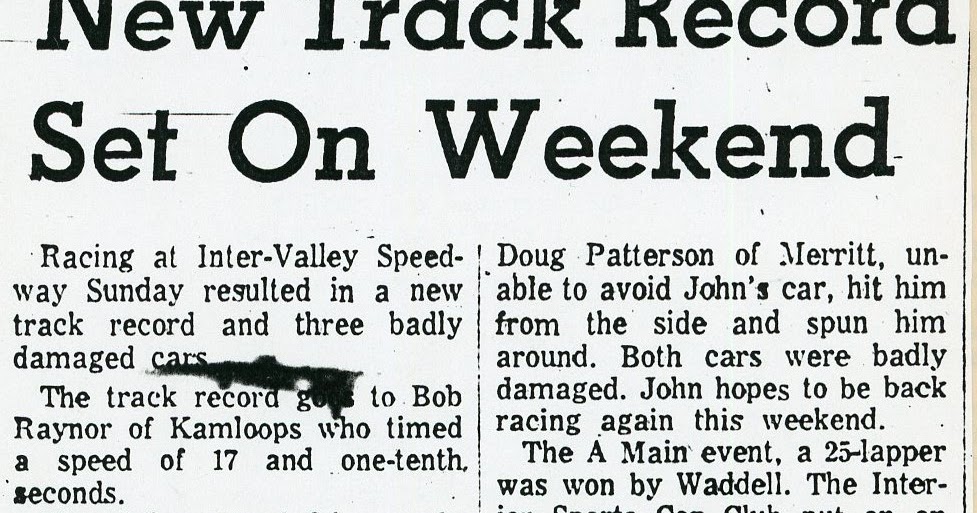racin' thru the raindrops: more Inter-Valley Speedway, Kamloops, 1967