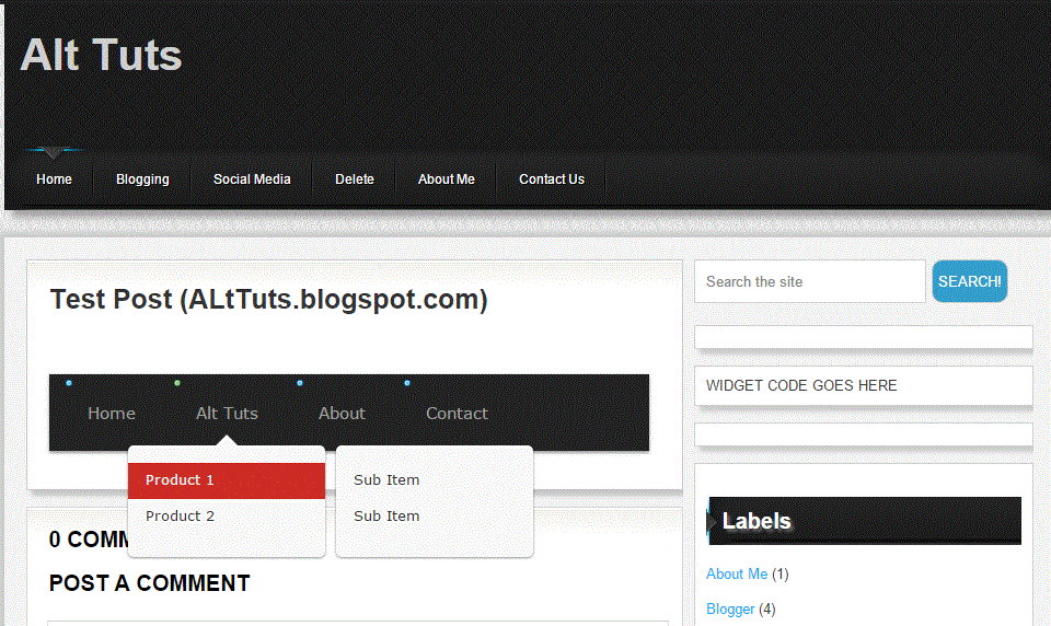 Animated Drop Down CSS3 Demo ~ Alt Tuts