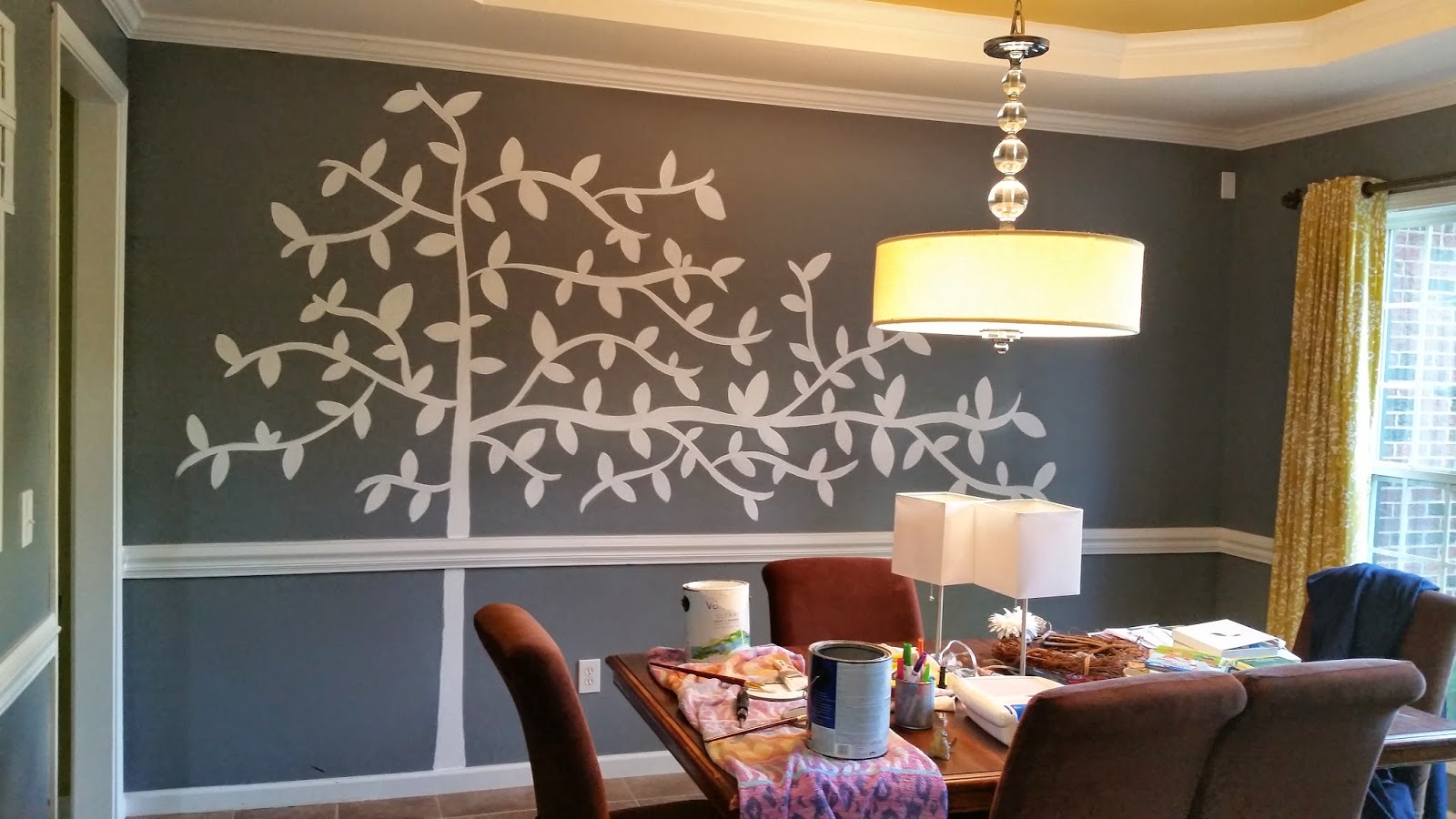 Happily Me : Dining Room Makeover: Hand-painted Trees