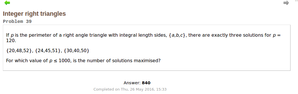 Problem 39 Project Euler Solution with python