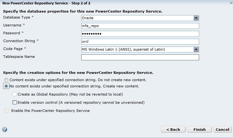 7)It will take few minutes to create PowerCenter Repository Service ...
