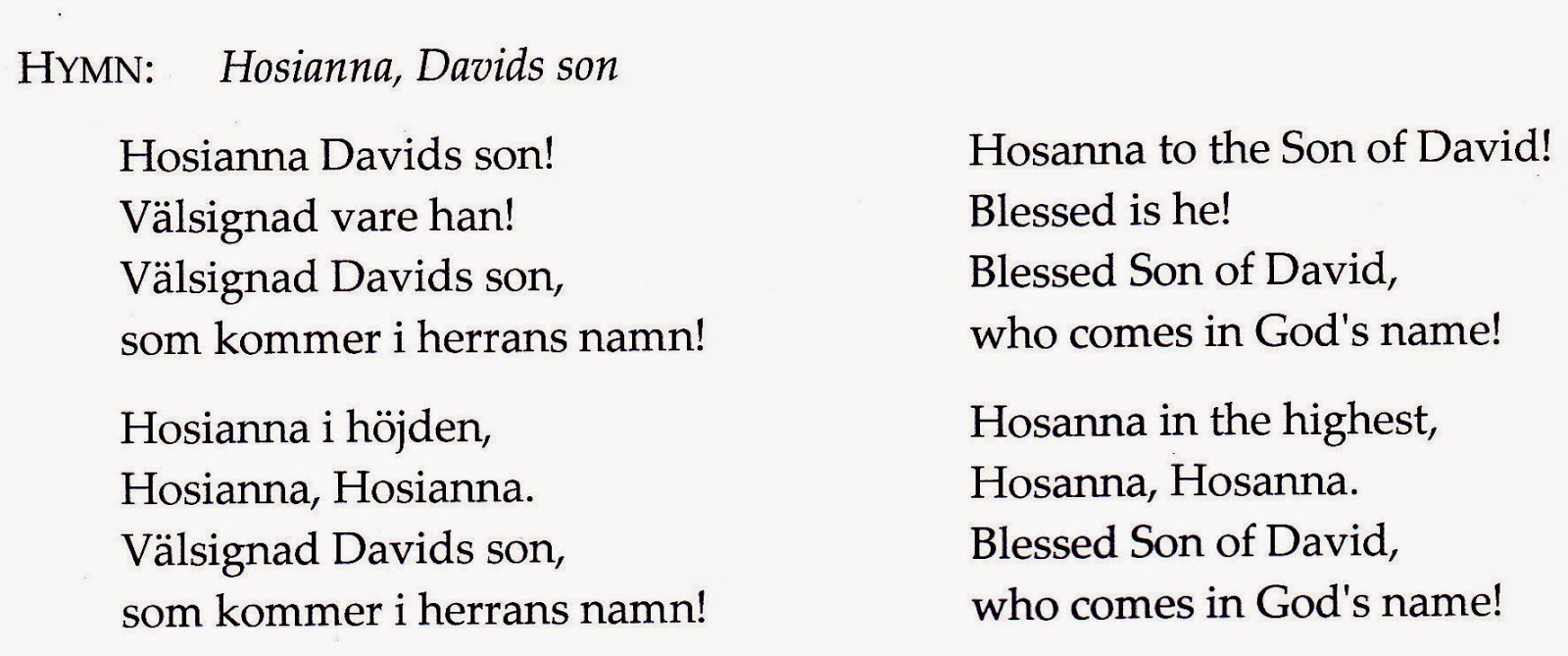 Hogfiddle: "Hosianna Davids Son" -- a favorite Swedish hymn for Advent