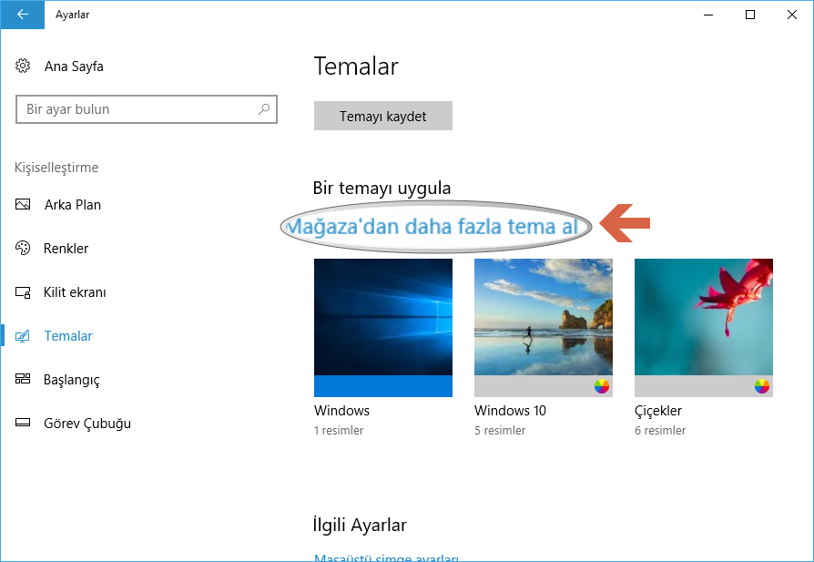 Windows Store'dan Windows 10 Temaları nasıl karşıdan yüklenir ve kurulur?