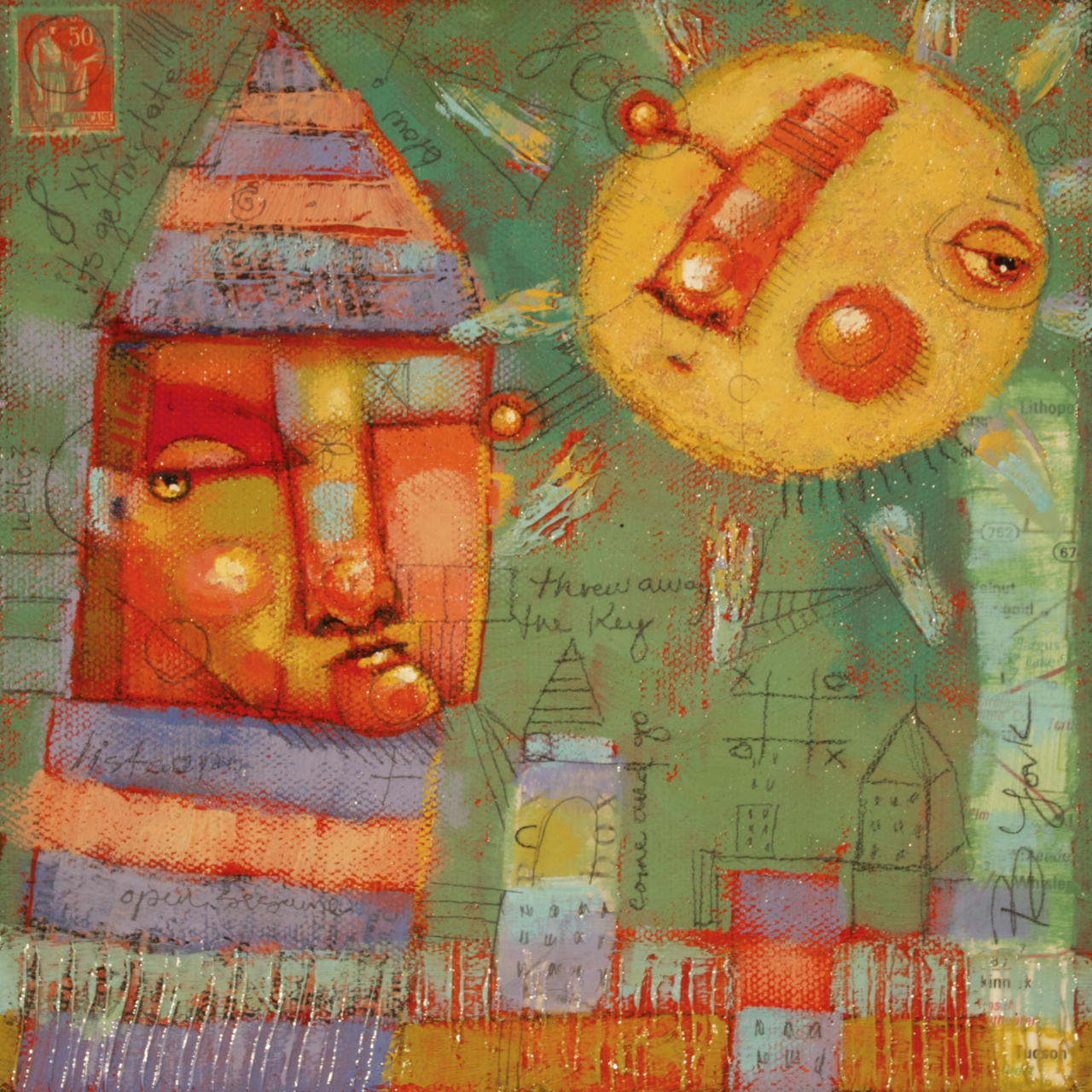 Daily Painters Abstract Gallery: Keeper Of The Keys by Brenda York