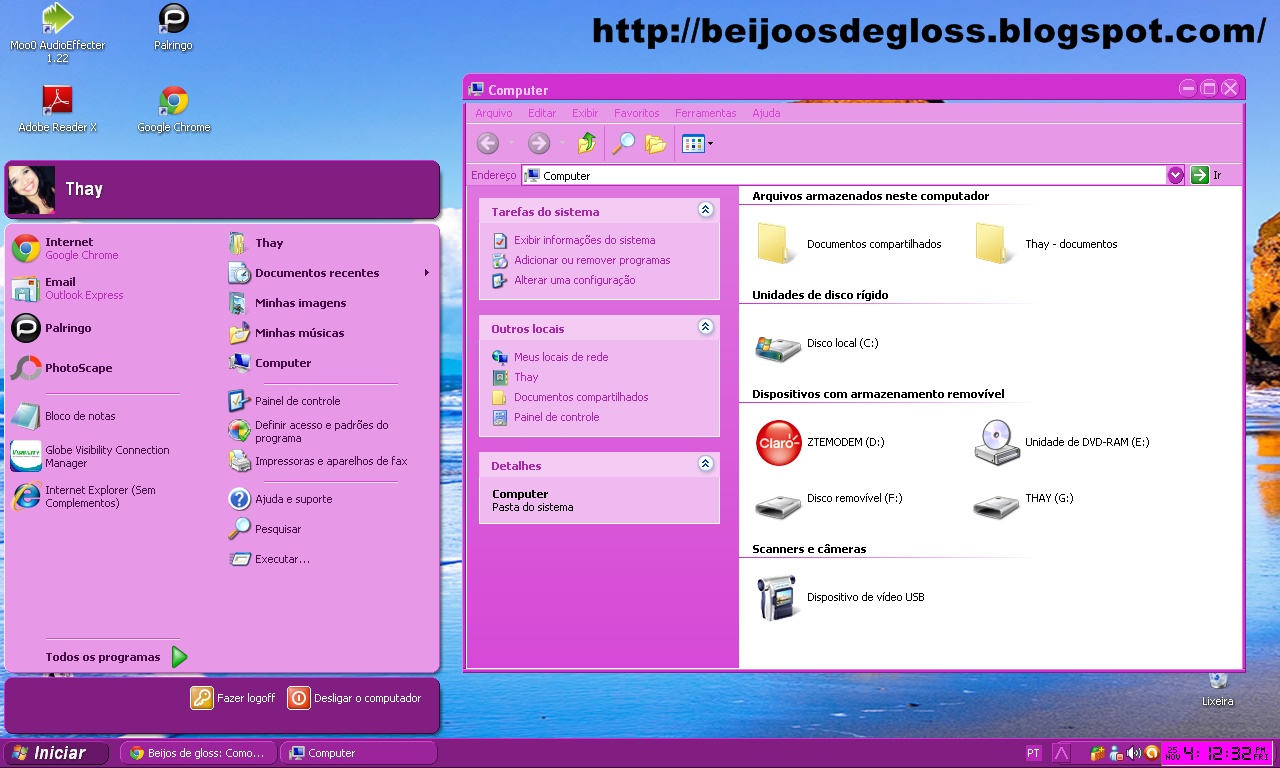Beijos de Gloss: Como deixar o windows XP rosa