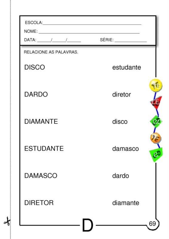 Atividades com a Letra D Tracejado letra d, pintar desenhos que começam ...