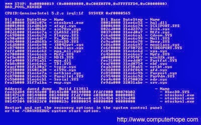 Tampilan Layar Laptop Blue Screen Layar Biru