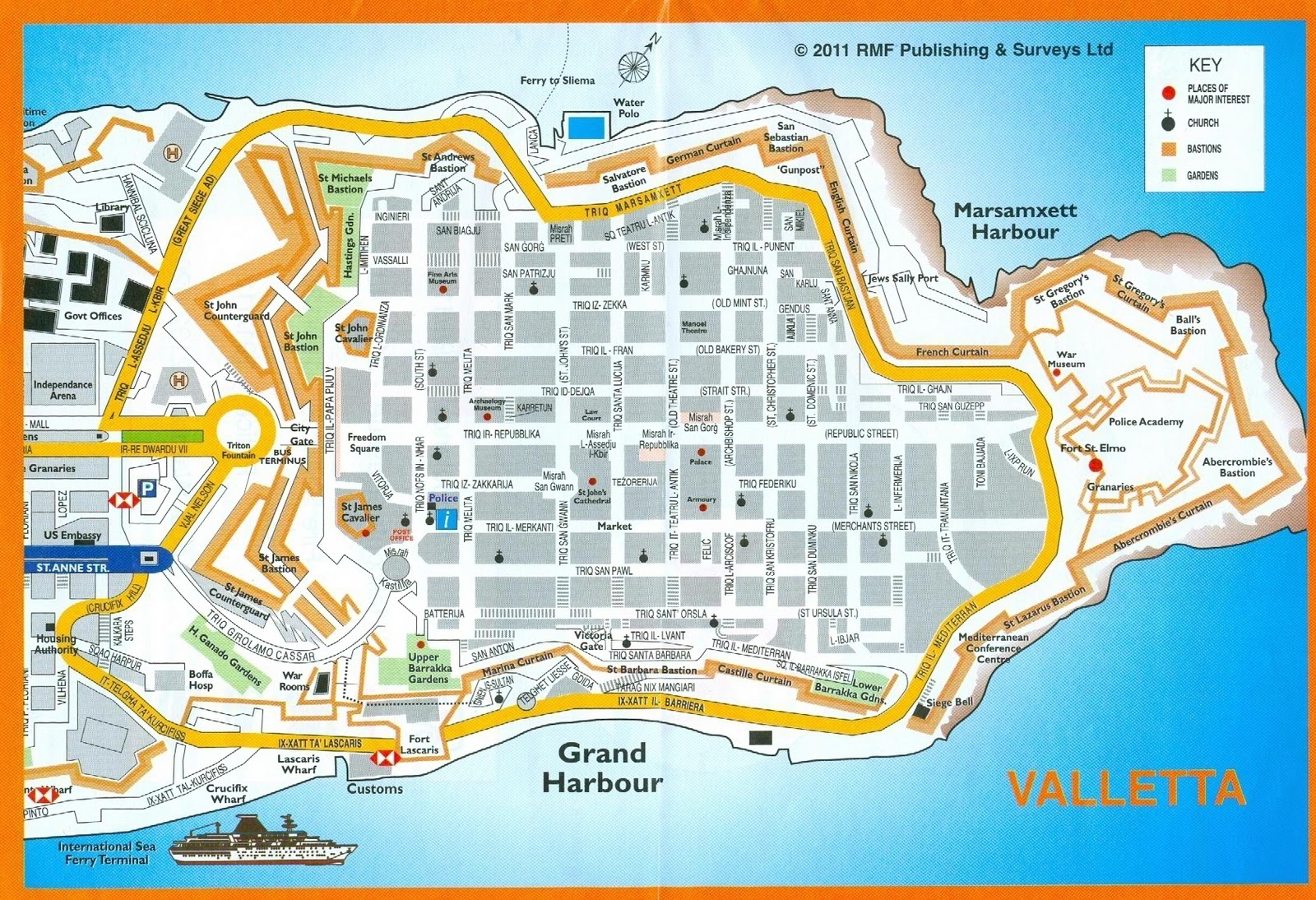 Samolotem i autobusem przez Europę: Mapa Malty, Gozo i Comino: Valletta ...