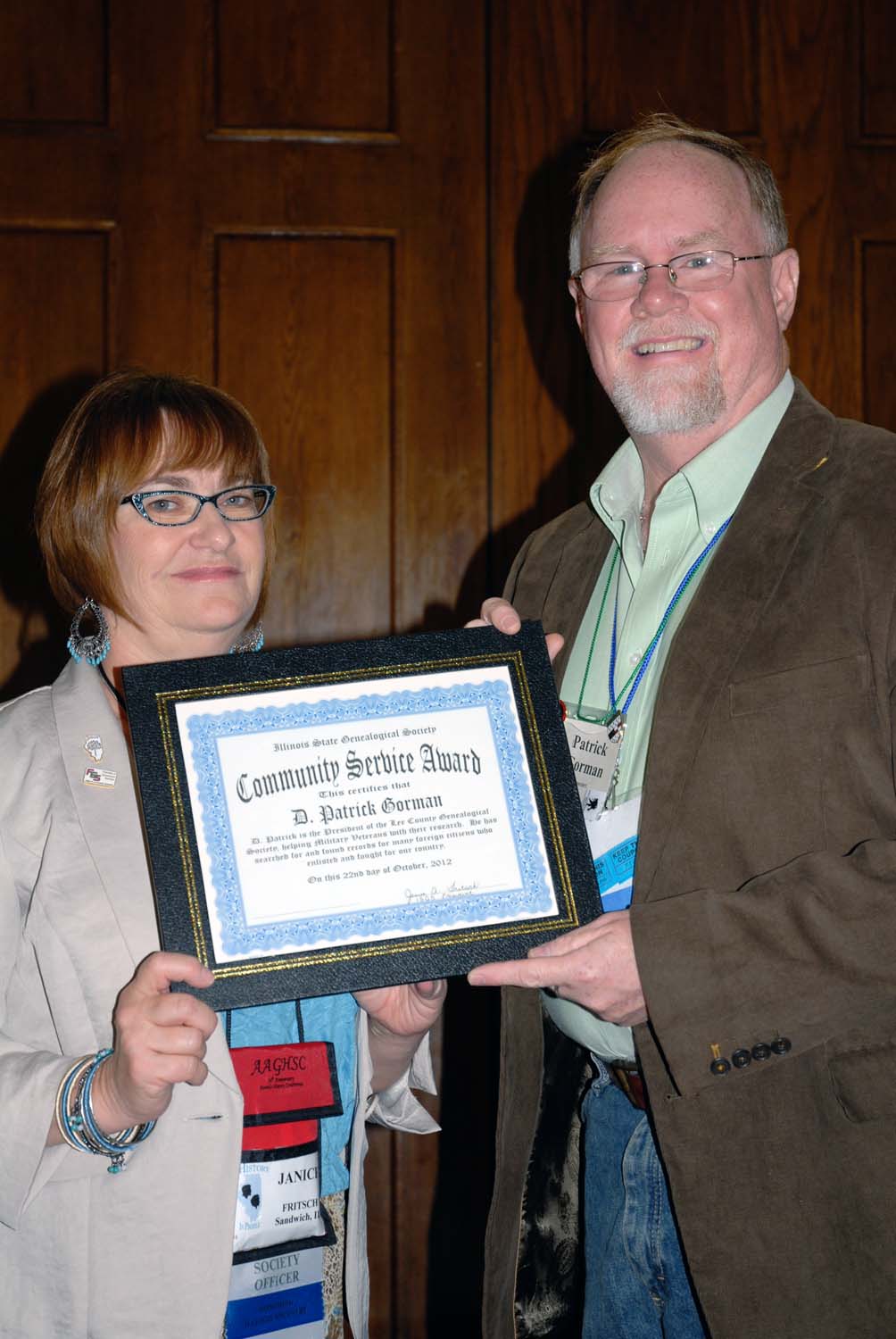 Illinois State Genealogical Society 2012 Award Winners