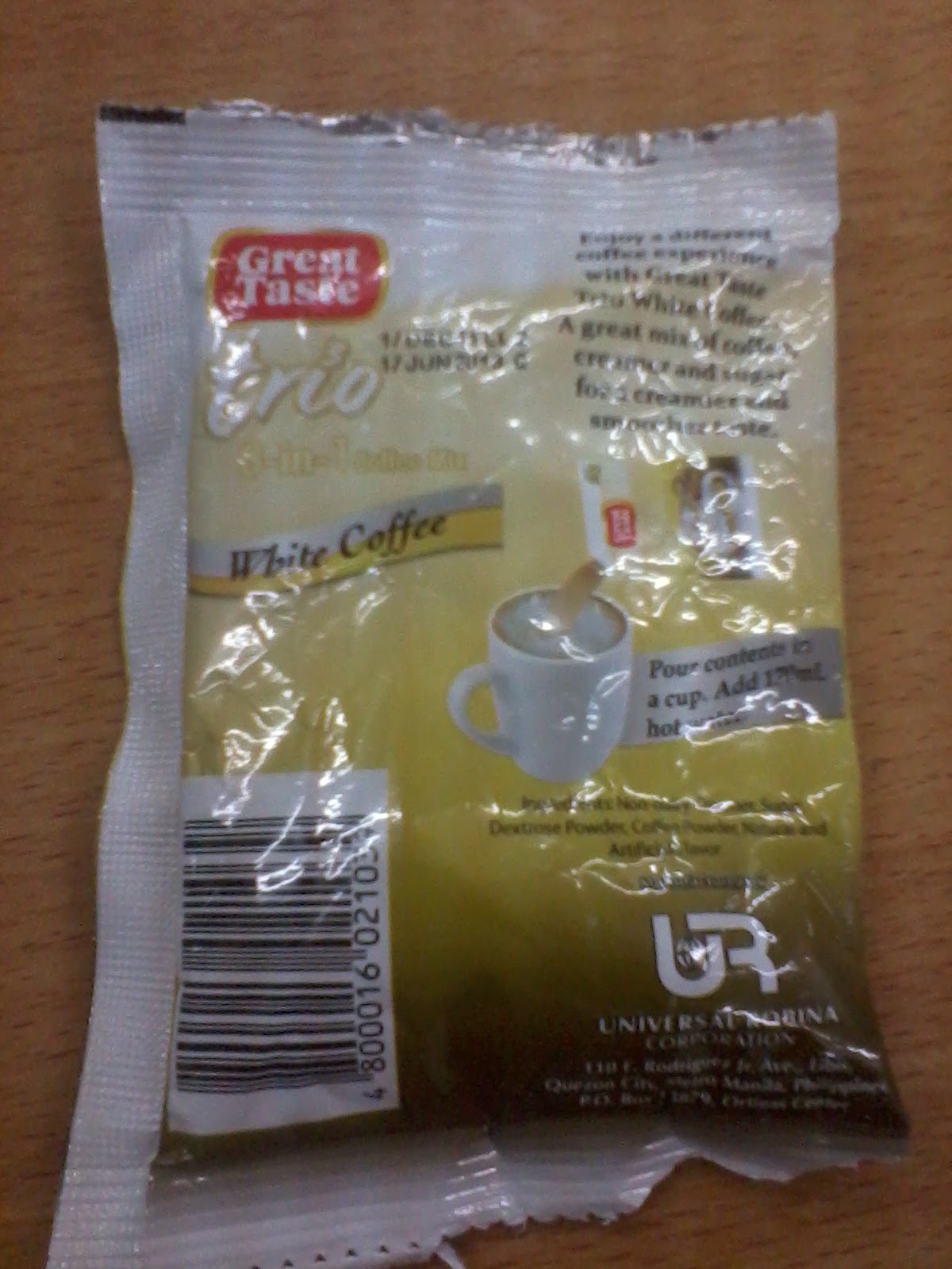 Brew of The Day: COFFEE - Great Taste Trio 3-in-1 White Coffee