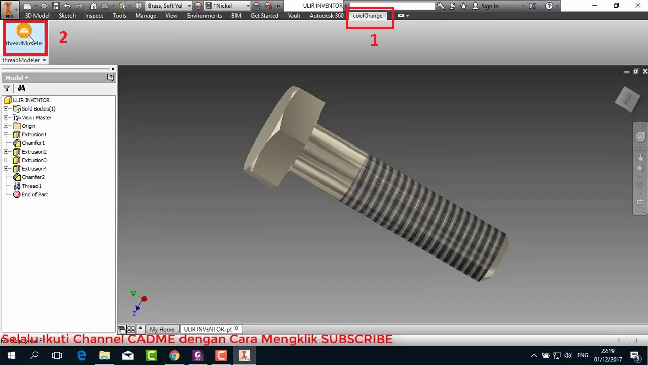 Tips Mudah Menggambar Baut pada Inventor Professional Menggunakan Cool ...