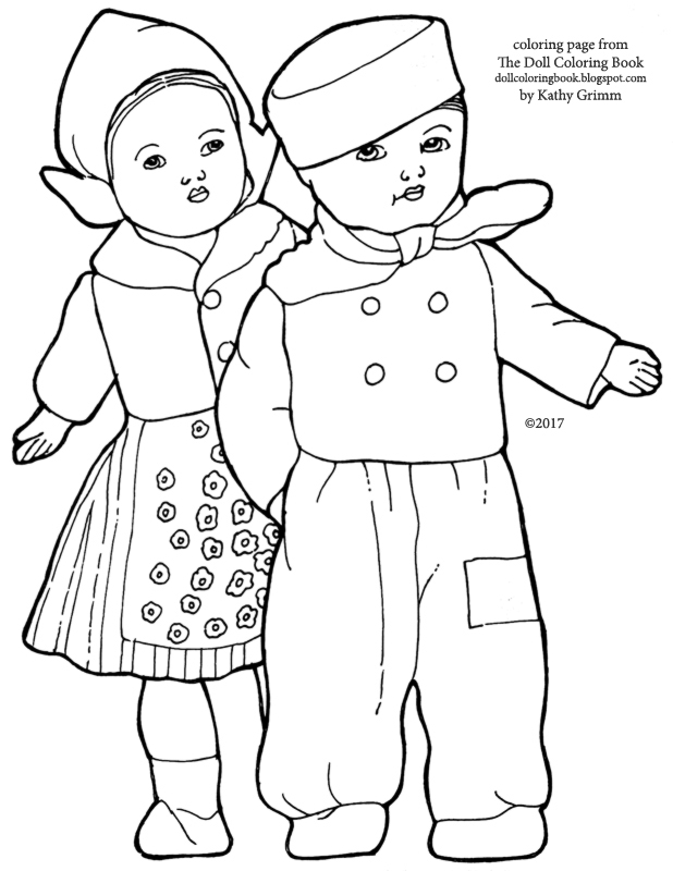 The Dutch Twin Dolls | The Doll Coloring Book