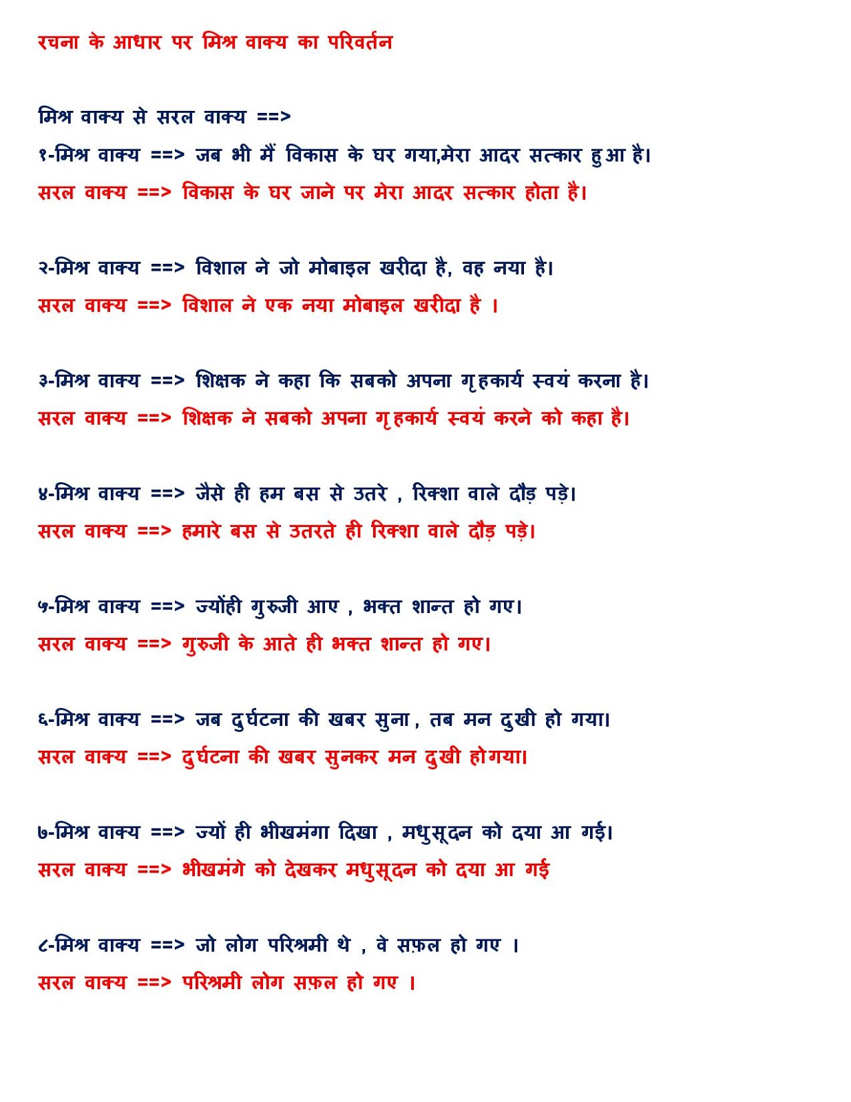 Mishra Vakya se Saral Vakya