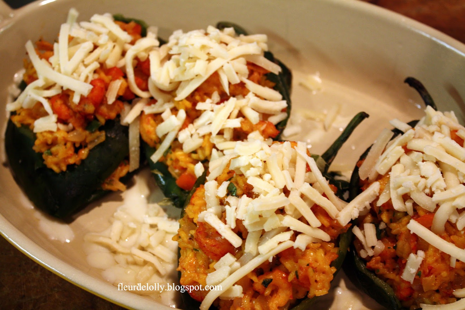 Fleur de Lolly: Crawfish and Yellow Rice Stuffed Poblano Peppers