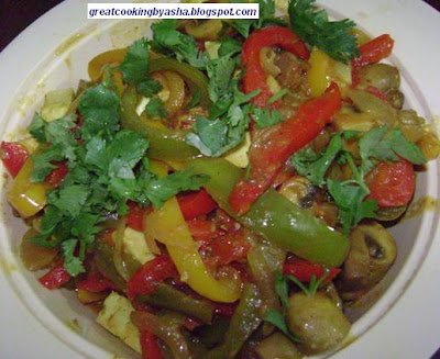 Great Indian Cooking By Asha: Mushrooms Capsicum Curry