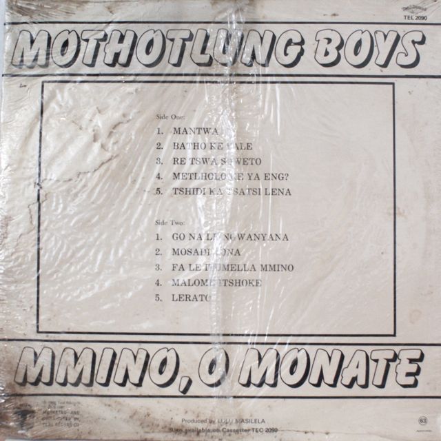 Afro-Synth: MOTHOTLUNG BOYS - Mmino, O Monate (1985)