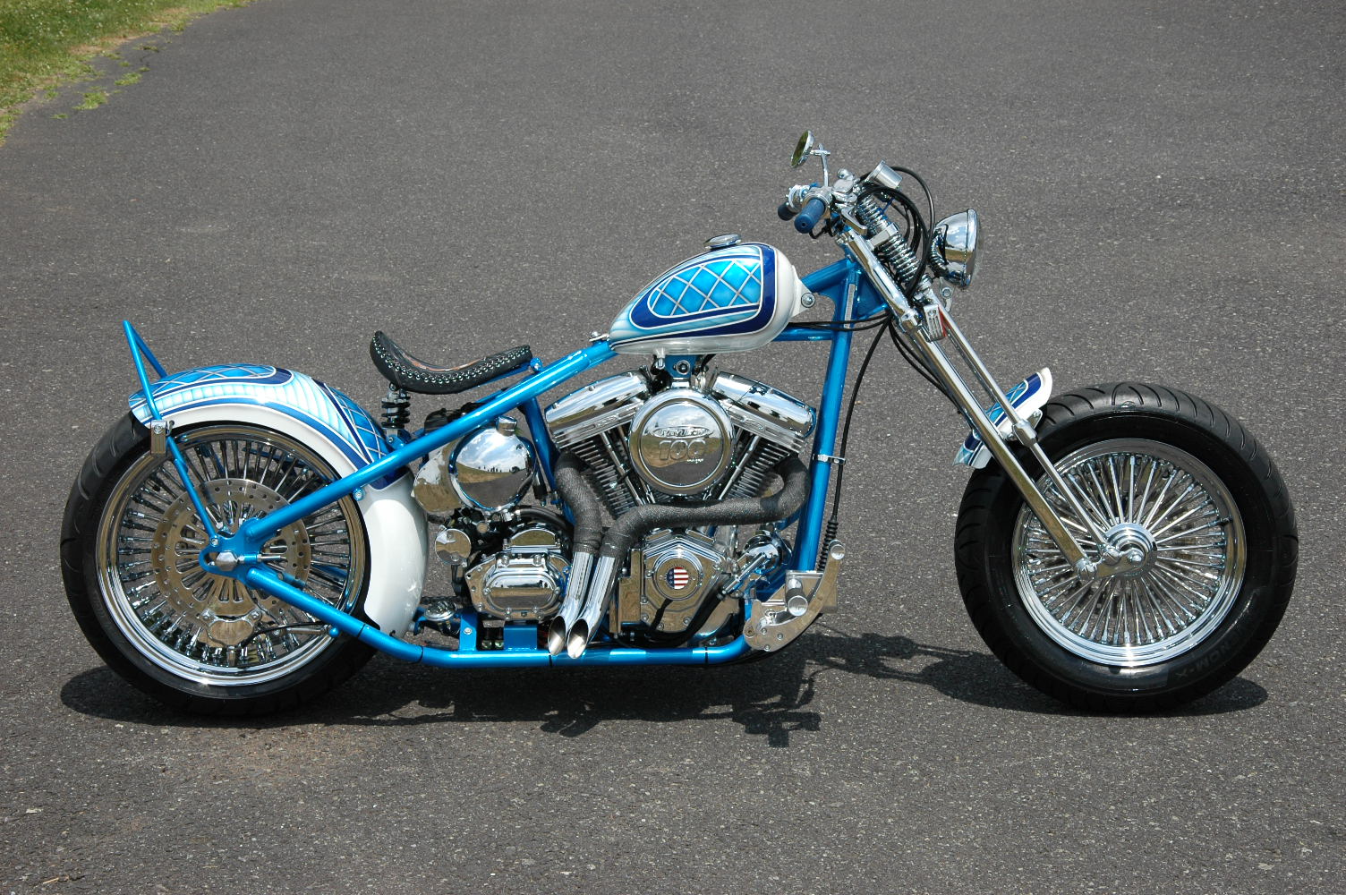 biker excalibur II: PSYCHEDELIC BLUE RIGID BOBBER by American classic ...