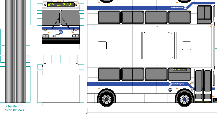SP. Papel Modelismo: PaperCraft Bus New Flyer D60HF - New York City Transit