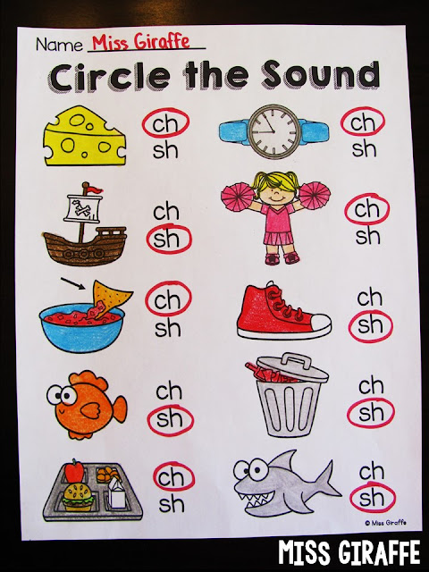 Miss Giraffe's Class: Digraphs Activities for First Grade and Kindergarten