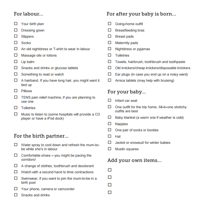 BaBy BaBBle: Hospital Bag Checklist