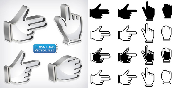 Sưu tầm đồ họa ngón tay trỏ chuột chỉ hướng hand icons - cursor vector ...