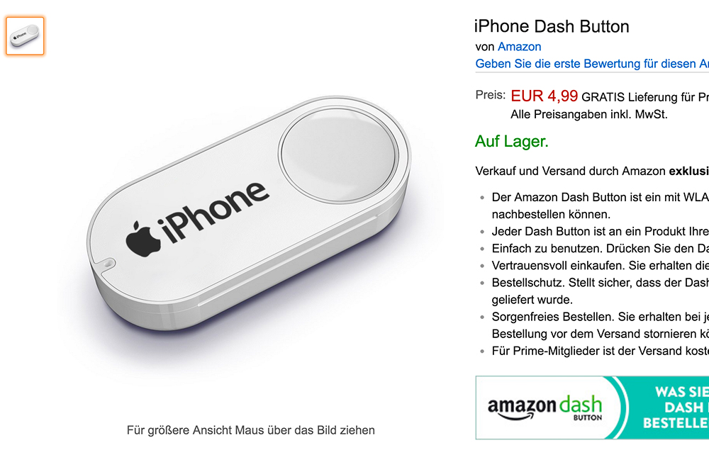 Immer direkt das neueste: Amazon bietet Dash Button für iPhones an