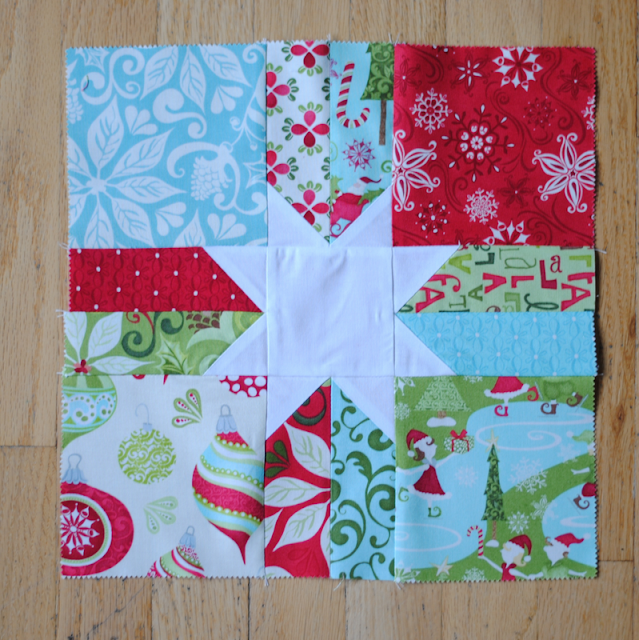Clover & Violet — Scrappy Christmas Star Quilt Block