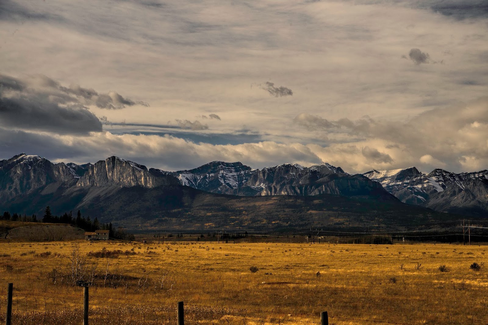 The Prairie along the Trans-Canada Highway With the Canadian Rockies in ...