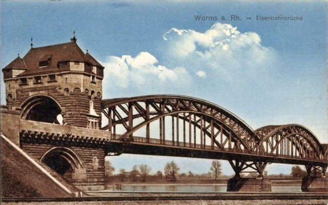 transpress nz: Worms railway bridge over the Rhine, Germany, early 20th ...