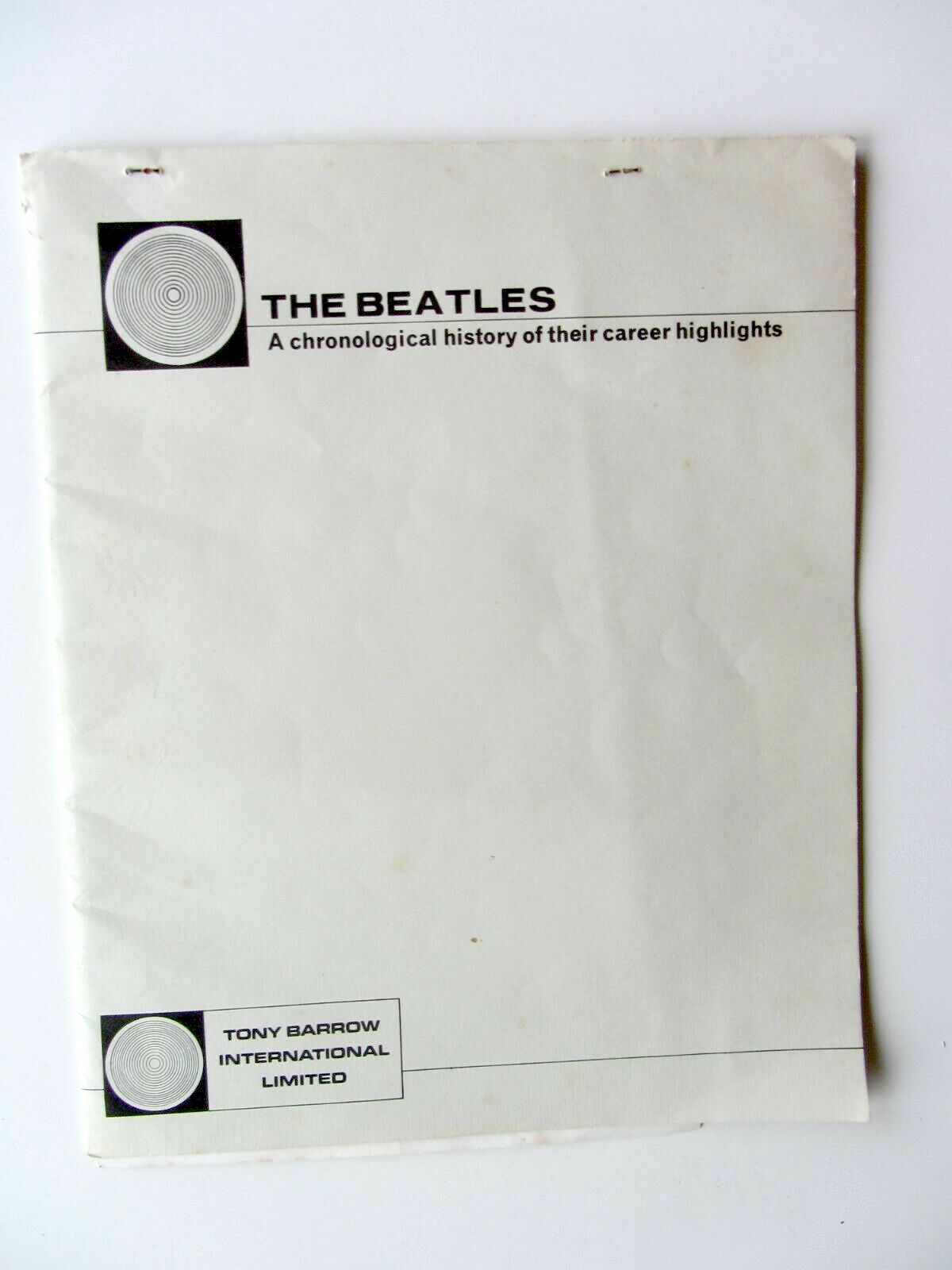 Beatles' press handout by Tony Barrow: "A Chronological History of ...