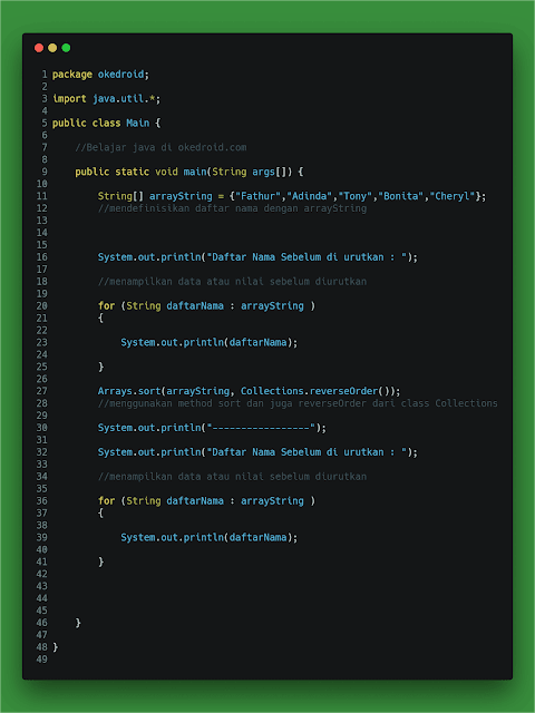 Contoh Aktivitas Metode Ascending Dan Descending Di Java - Java Media Kita