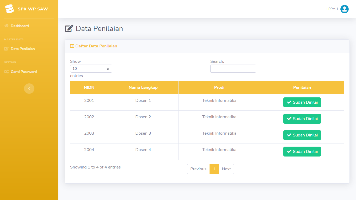 Aplikasi Sistem Pendukung Keputusan Penilaian Kinerja Dosen Menggunakan ...