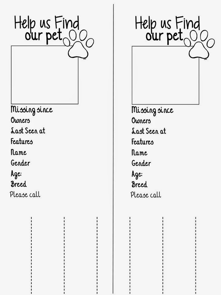 The Education Highway: Amber Pet Alert- Free Lost Pet Flyers