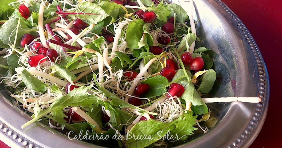 Receitas do Caldeirão : Salada de mini folhas, brotos e romã