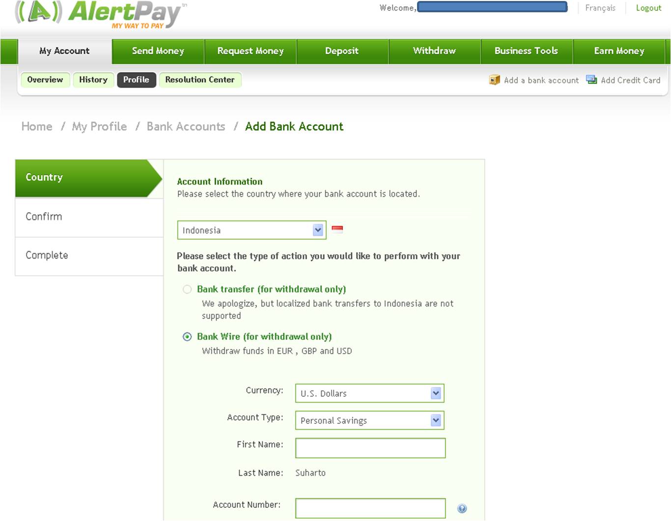 Bagi SAHABAT: Cara men-transfer Alertpay.com ke Bank di Indonesia